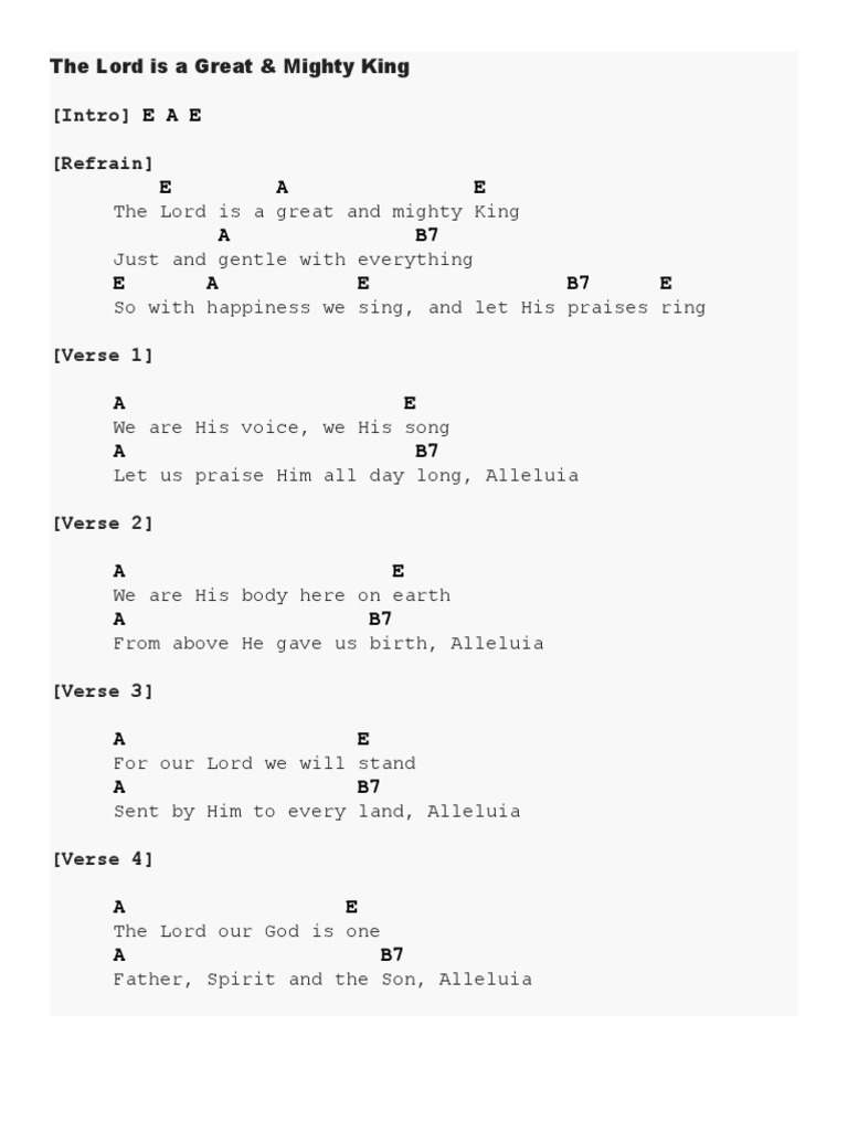 The Lord Is A Great and Mighty King | PDF