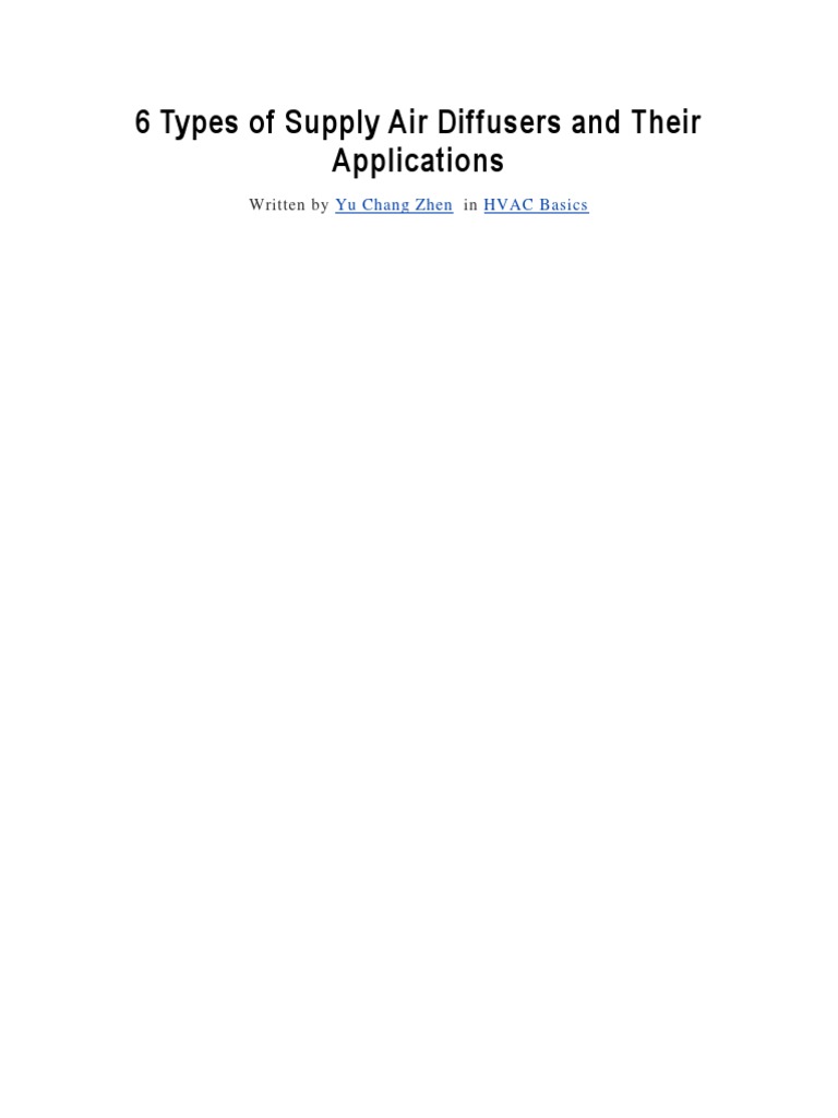 6 Types of Supply Air Diffusers and Their Applications | PDF | Duct ...
