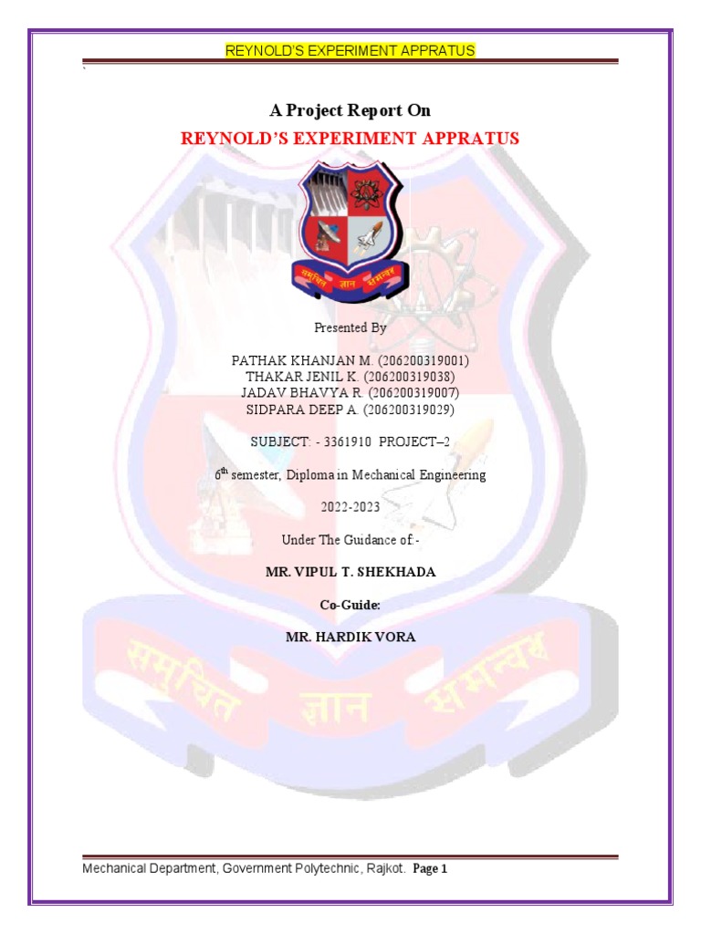 Project Report (Repaired) (Repaired) | PDF | Reynolds Number | Fluid ...