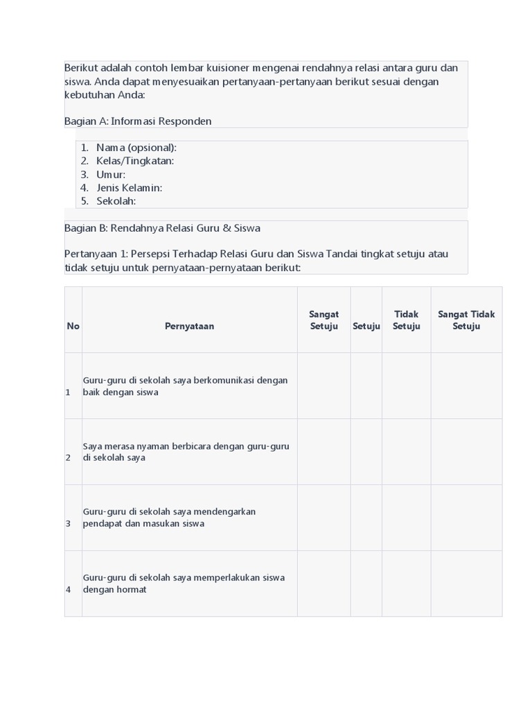 Contoh Kuesioner | PDF