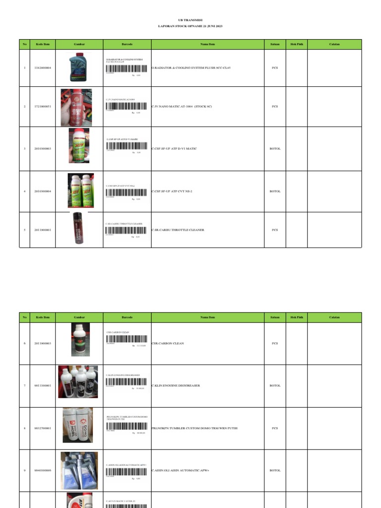 Automotive Parts Inventory | PDF | Motor Vehicle | Vehicle Industry