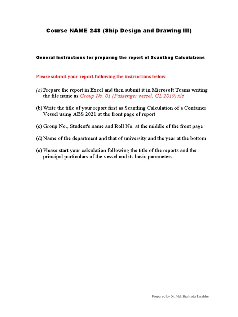 Guidelines For Reporting Writing (Scantling Calculations) | PDF | Deck ...