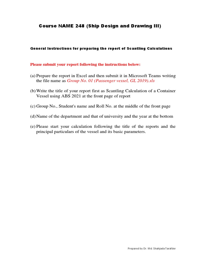 Guidelines For Reporting Writing (Scantling Calculations) | PDF | Deck ...