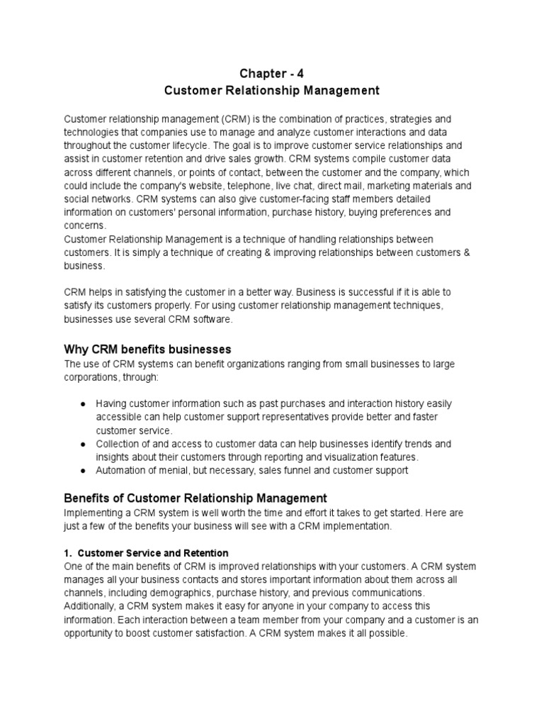 Chapter 4 Customer Relationship Management Pdf Customer
