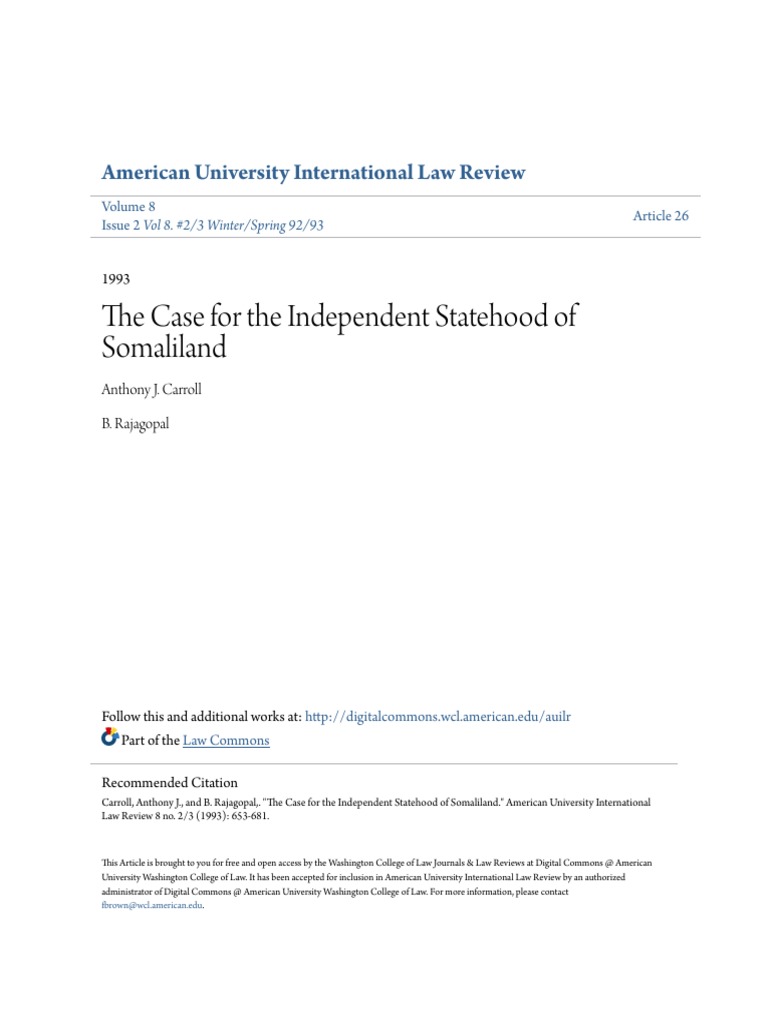 Somaliland's Case for Statehood | PDF | Somalia | International Law