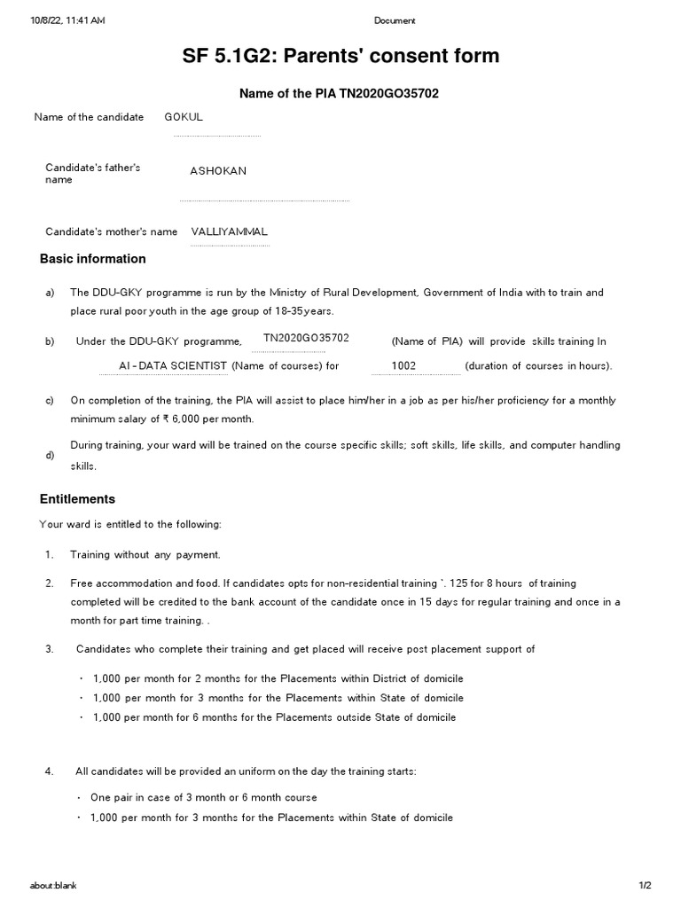 Parent Declaration | PDF