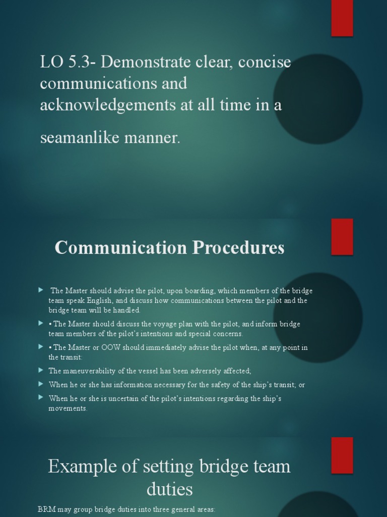LO 5.3-Demonstrate Clear, Concise Communications and Acknowledgements ...