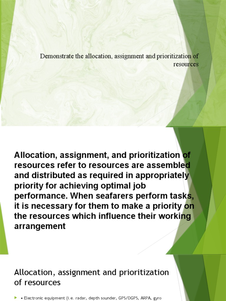 Demonstrate The Allocation, Assignment and Prioritization of Resources | PDF