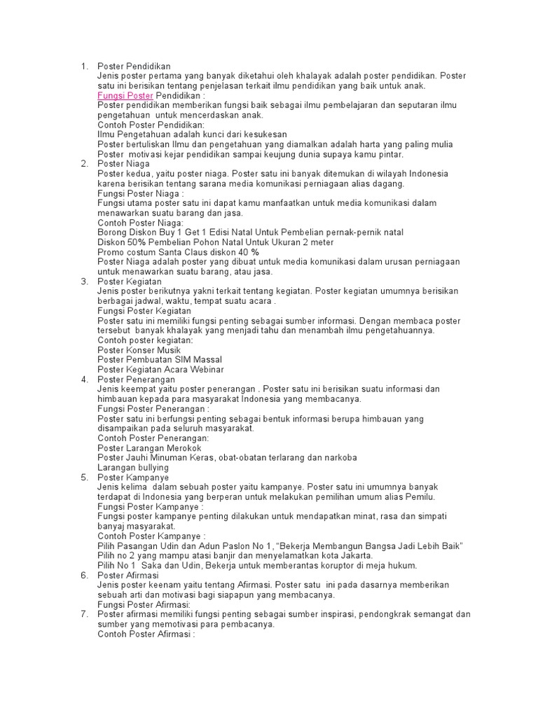 Jenis-jenis Poster dan Contohnya | PDF
