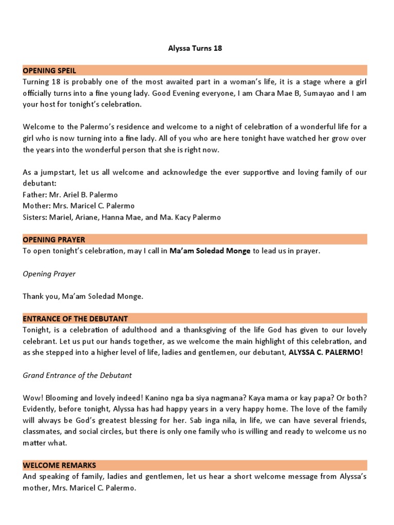 Alyssa Turns 18 | PDF