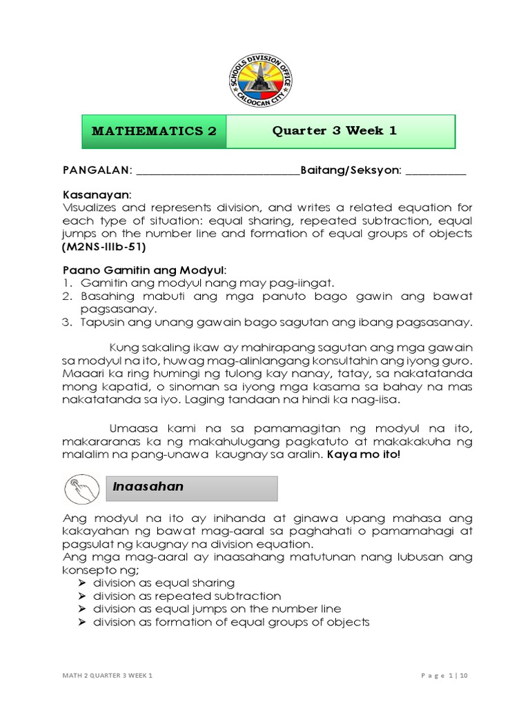 Math 2 Q3 Week 1 - Unlocked | PDF