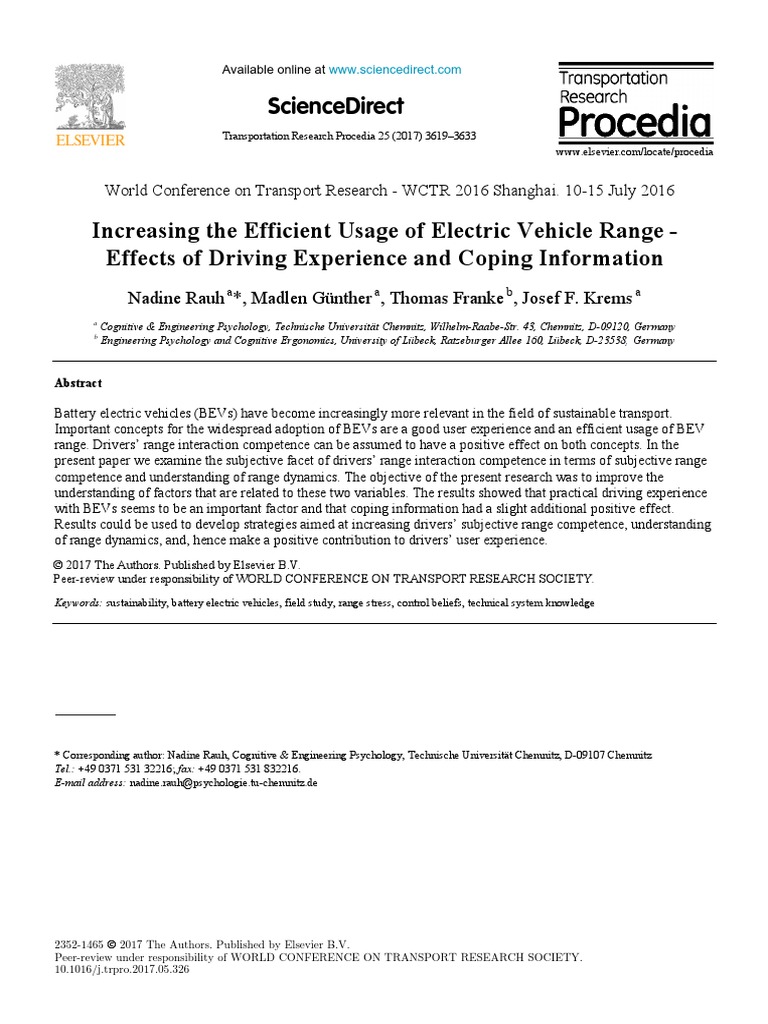 Increasing The Efficient Usage of Electric Vehicle Range Effects of ... Increasing The Efficient Usage of Electric Vehicle Range Effects of ...