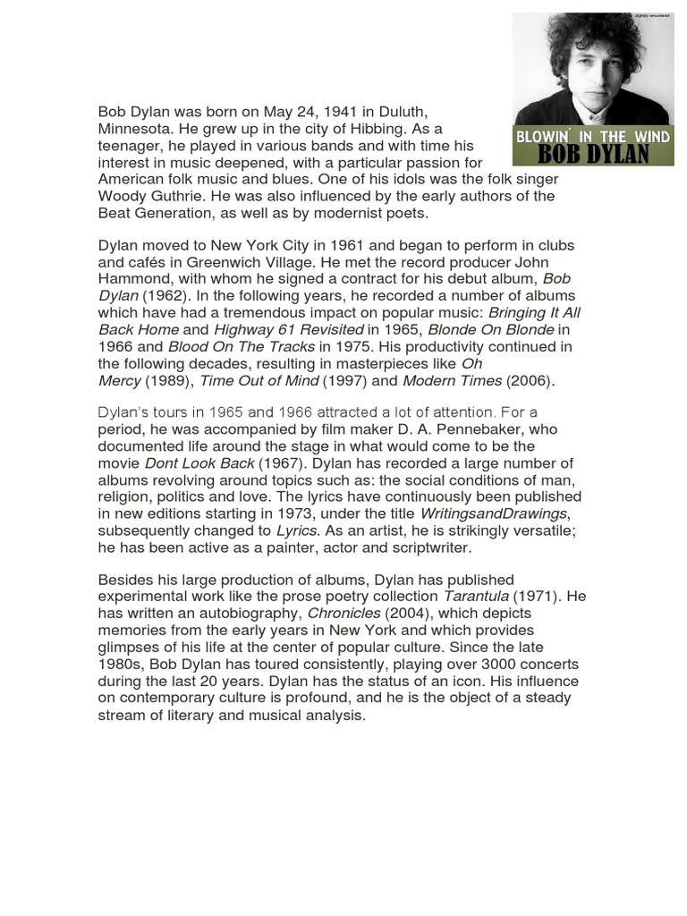 Bob Dylan blowin in the wind | PDF | Bob Dylan