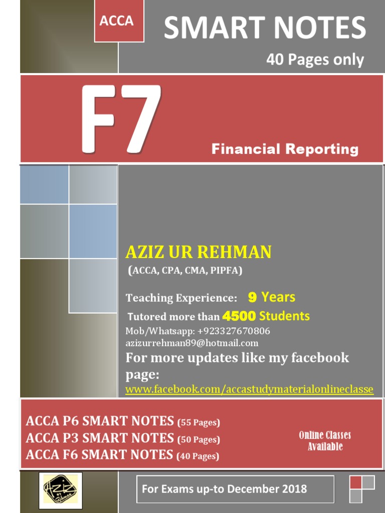 F7 SMART Notes ACCA | PDF | International Financial Reporting Standards ...
