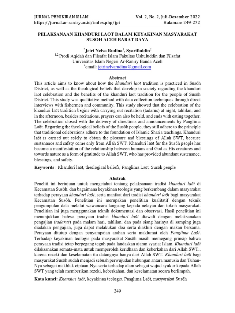 Pelaksanaan Khanduri Laot Dalam Keyakina | PDF | Abrahamic Religions ...