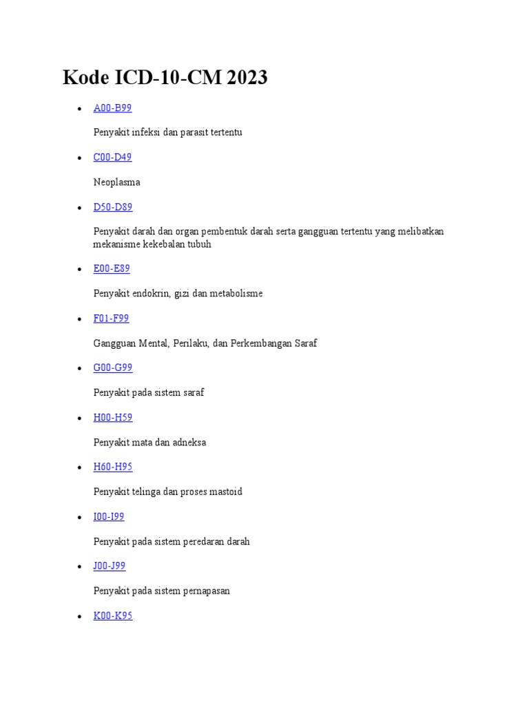 Kode ICD 10 | PDF