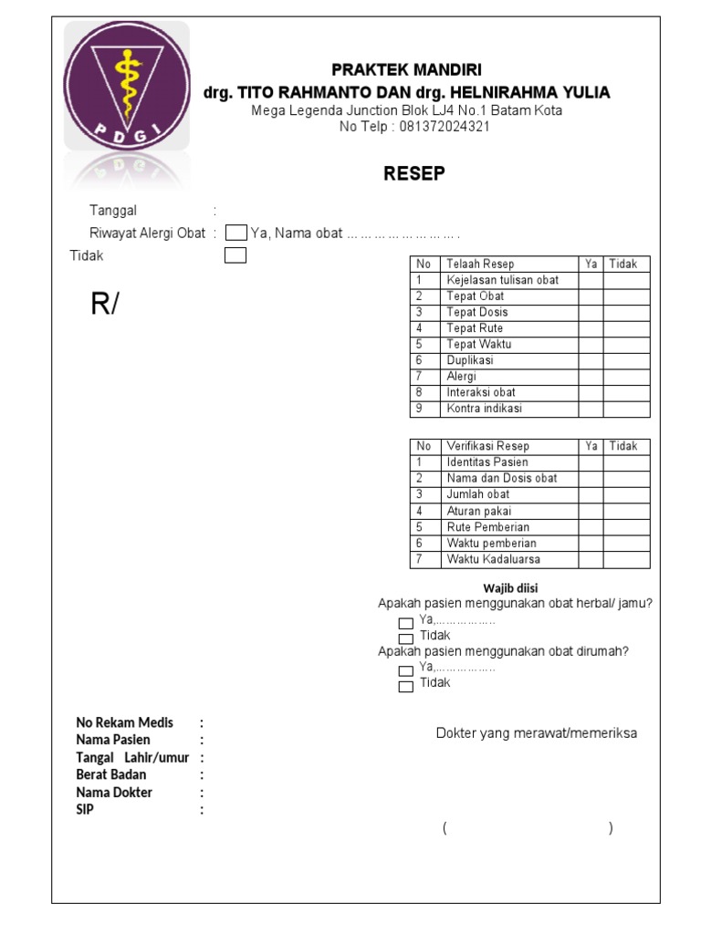 Resep Medis dan Telaah Obat di Batam | PDF