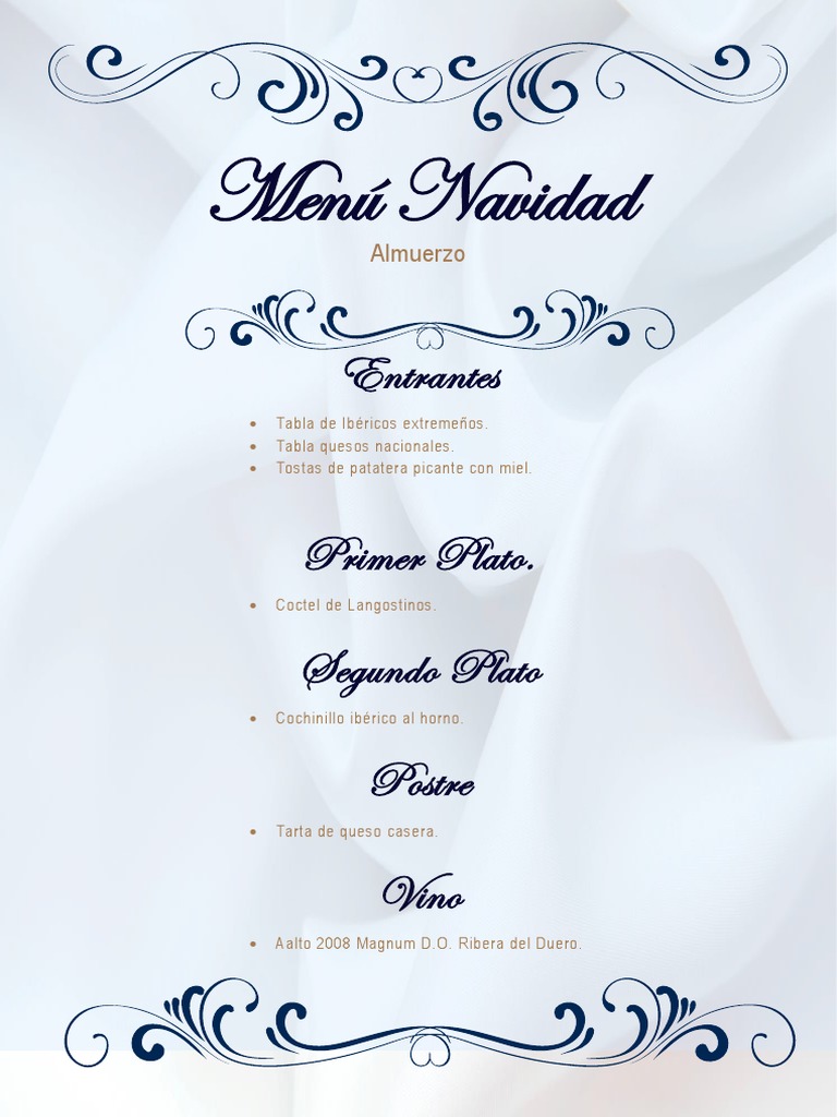Menú Navidad | PDF | Cocina, comidas y vino