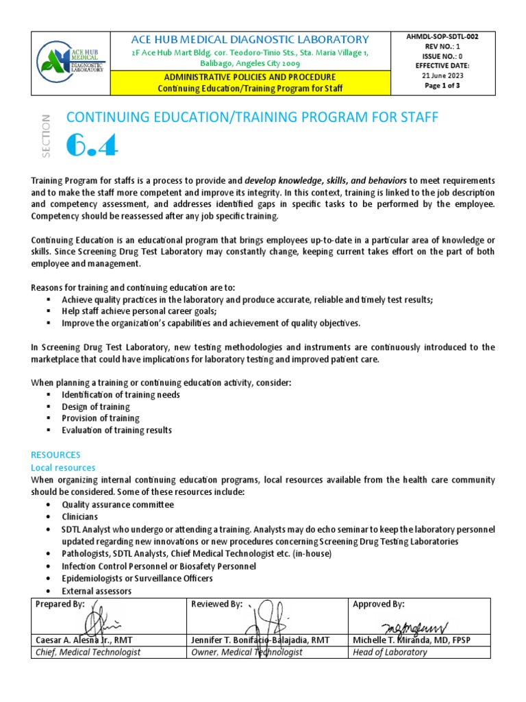 Admin Policies and Procedures in Continuing Education and Training Program For Staff | PDF ...