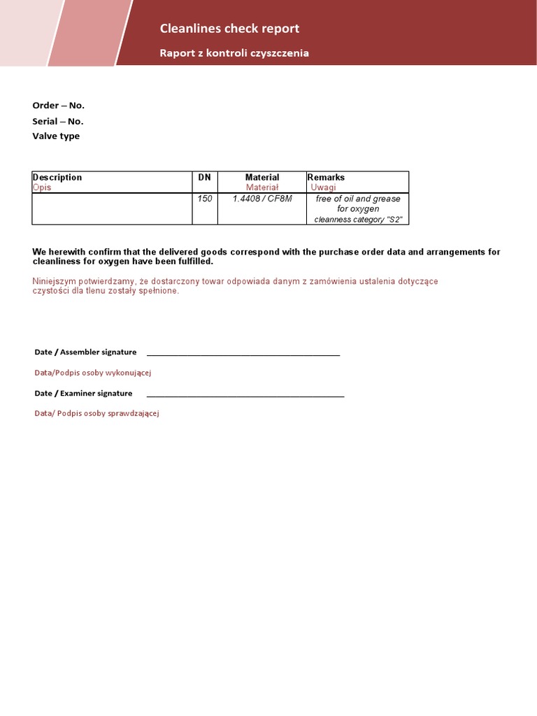 Cleanlines Report For O2 | PDF