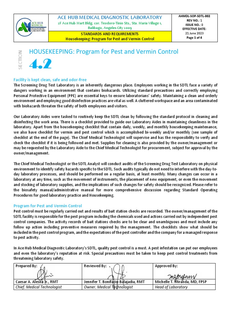 Pest and Vermin Control Policy | PDF | Pest Control | Laboratories