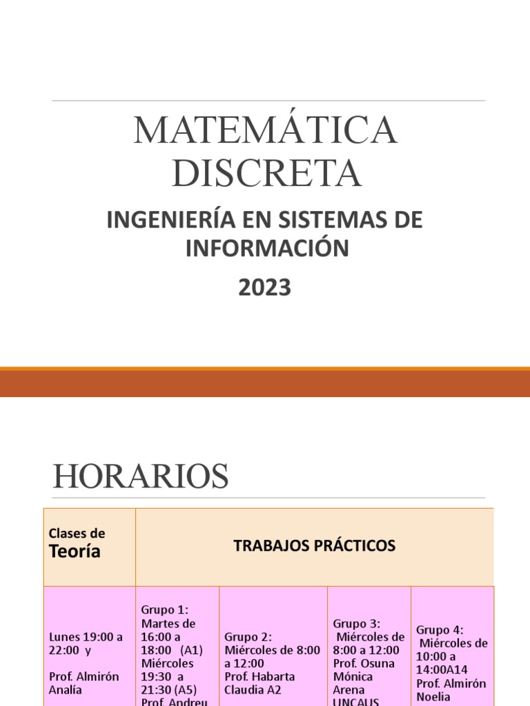 Presentación 2023 | PDF | Lógica matemática | Combinatoria