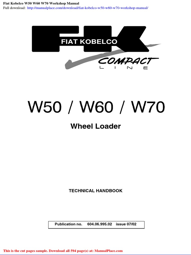 Fiat Kobelco w50 w60 w70 Workshop Manual | PDF | Mechanical Engineering | Physical Sciences