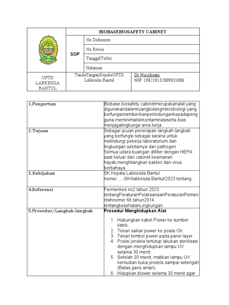 Sop+Cheklist BSL 23 | PDF