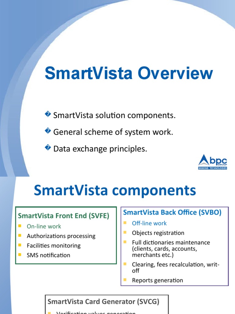 SmartVista System Overview and Components | PDF | Computing | Computer ...