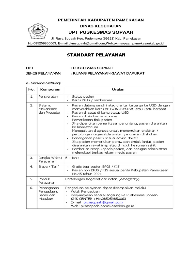 6 SP Unit Gawat Darurat UGD | PDF