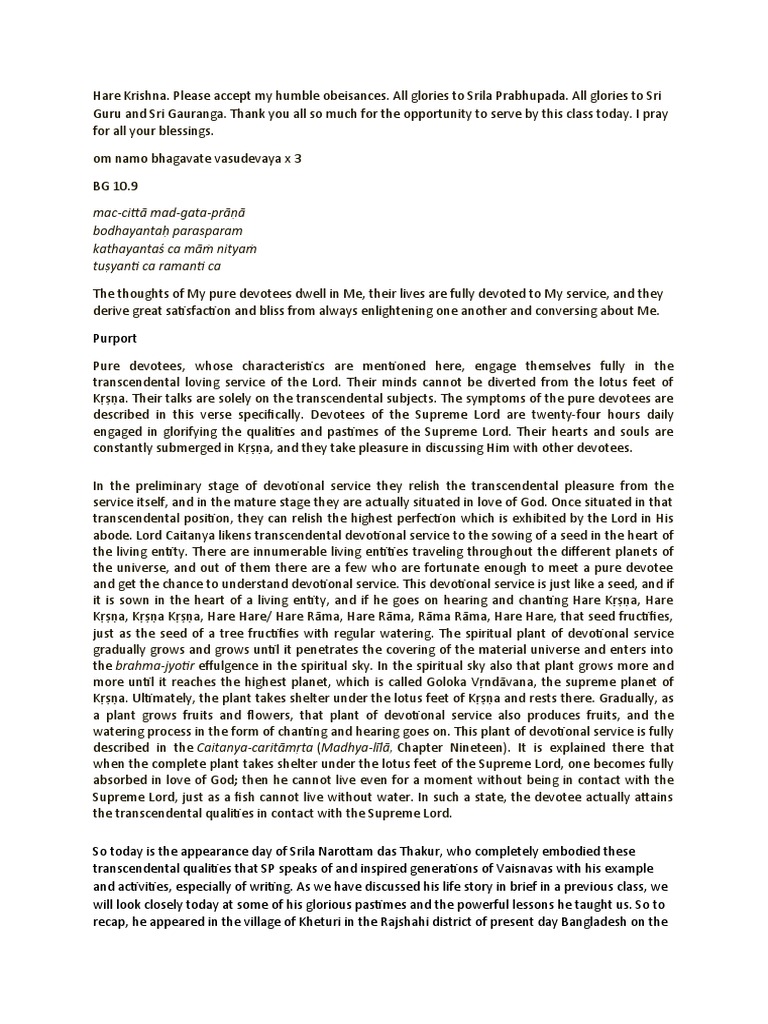 Lessons From The Life of Srila Narottam Das Thakur | PDF | Vaishnavism ...