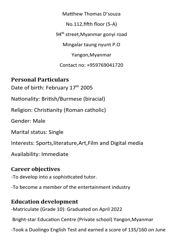 Matthew's CV | PDF