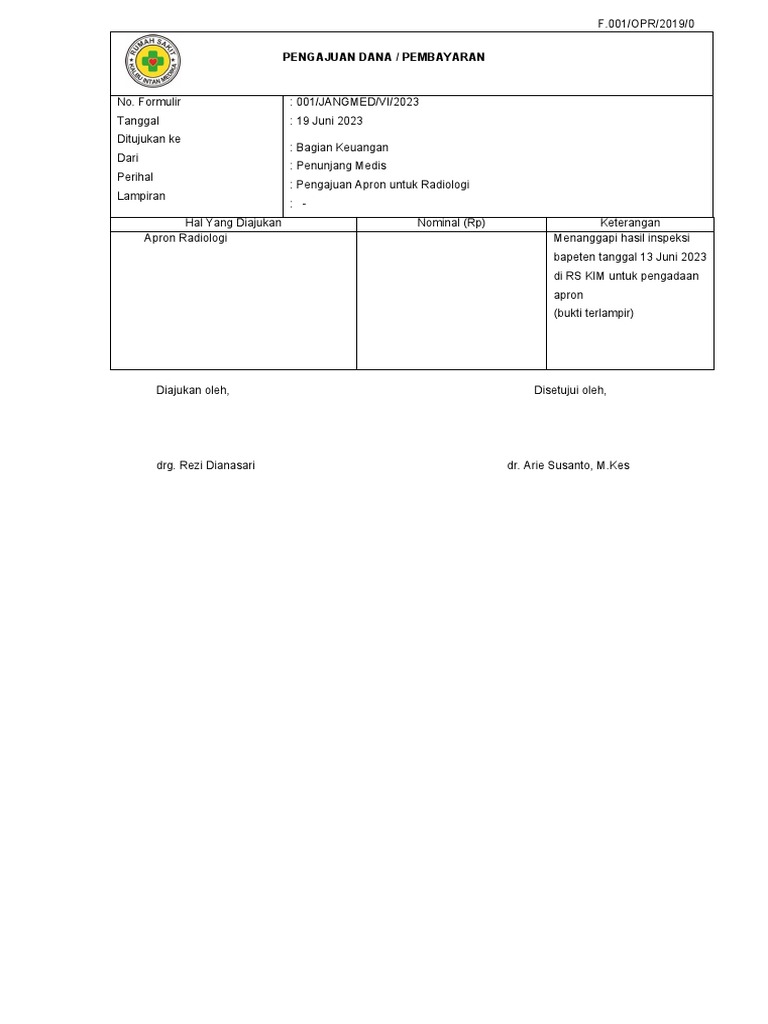Form Pengajuan Apron | PDF