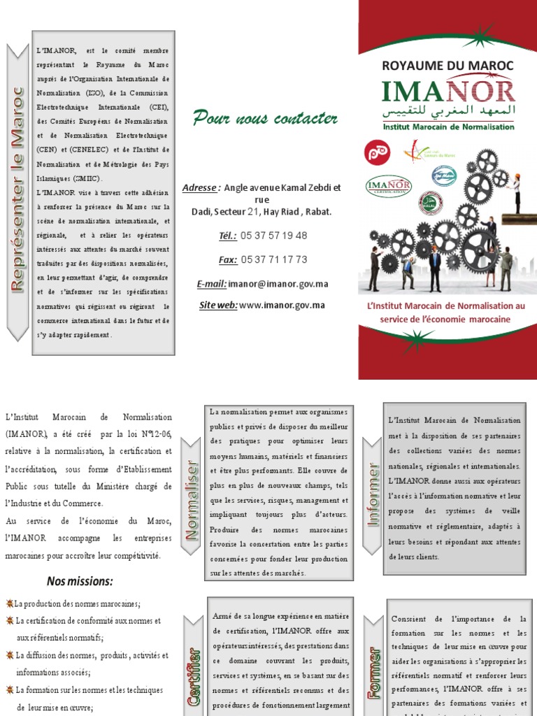 IMANOR : Normalisation et Certification au Maroc | PDF | Maroc | Économie