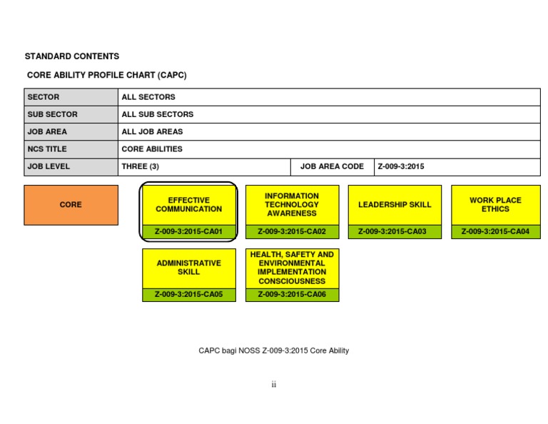 Competency Profile Chart Vol. 1 | PDF