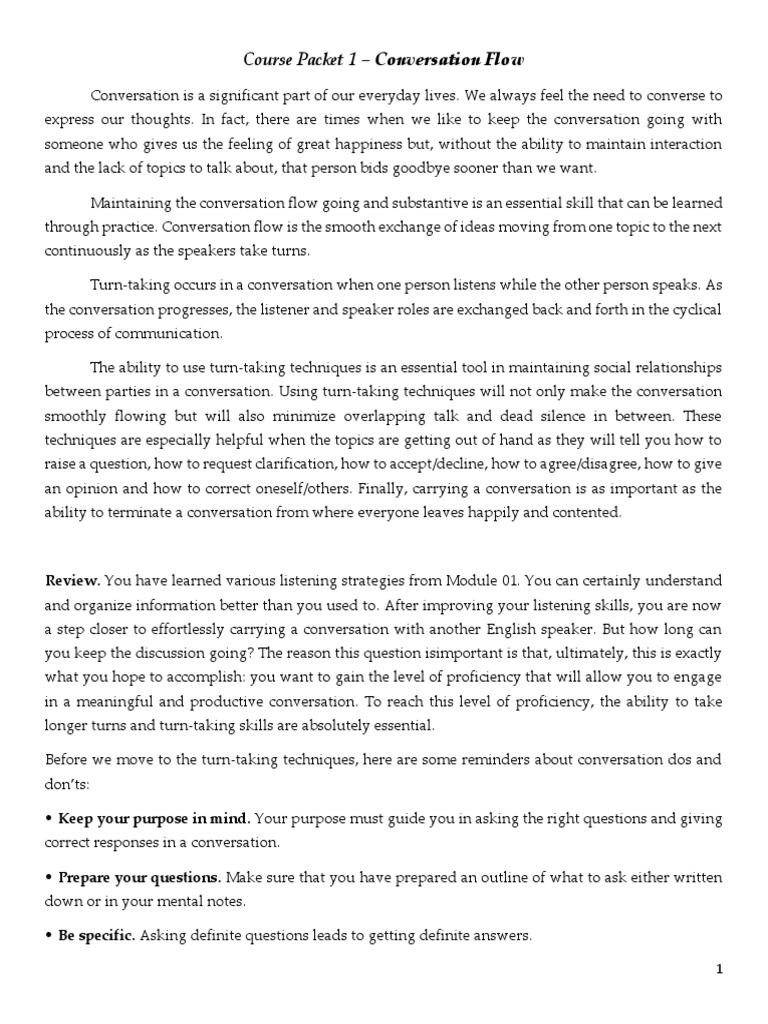 Conversation Flow Techniques Guide | PDF | Repeal | Group Decision Making