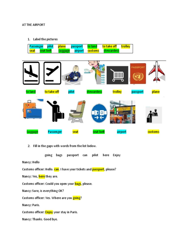 At the Airport Worksheet 5-RESPUESTAS | PDF