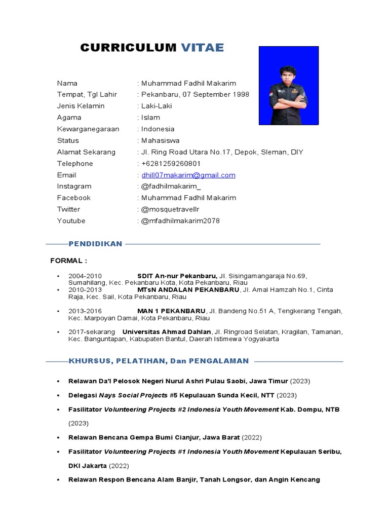 CV Muhammad Fadhil Makarim 2023 | PDF