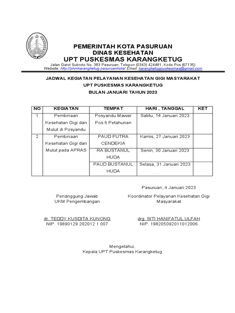 Jadwal Kegiatan Ukm Gigi 2023 | PDF