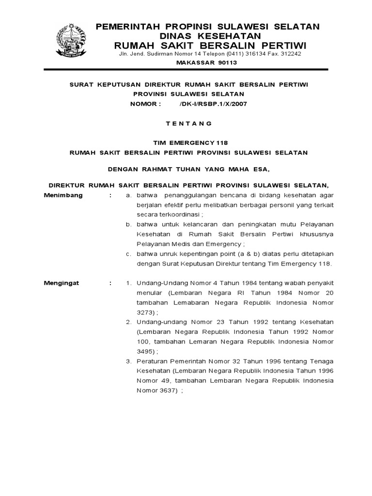 Sk. Tim Emergency 118 2007 | PDF