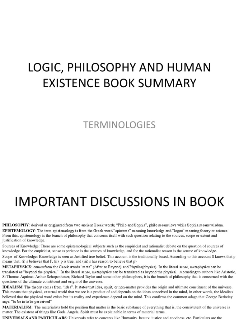 Logic, Philosophy and Human Existence GST 113 Terminologies | Download Free PDF | Argument ...