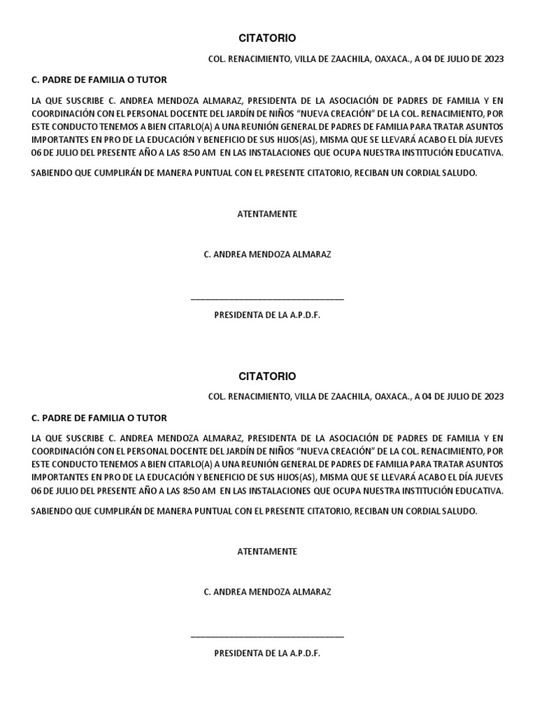 Citatorio Julio 2023 | PDF | Salud y bienestar