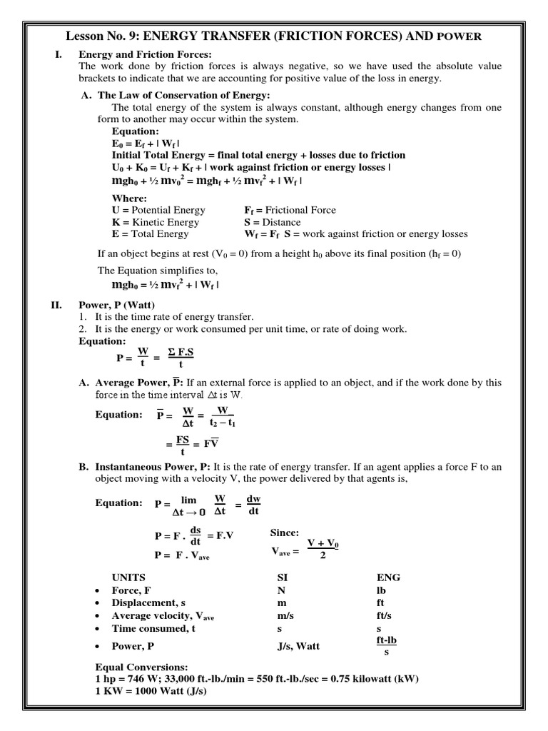 Lesson No.9.Lecture - Physics For Engineers - Energy and Power ...