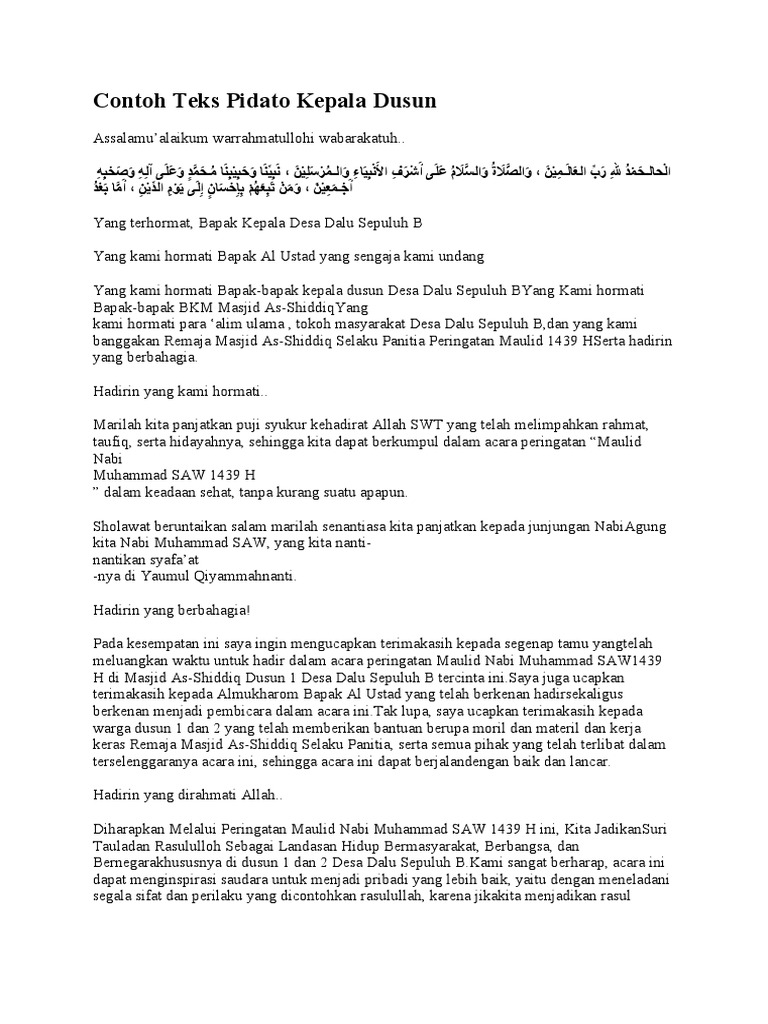 Contoh Teks Pidato Kepala Dusun | PDF