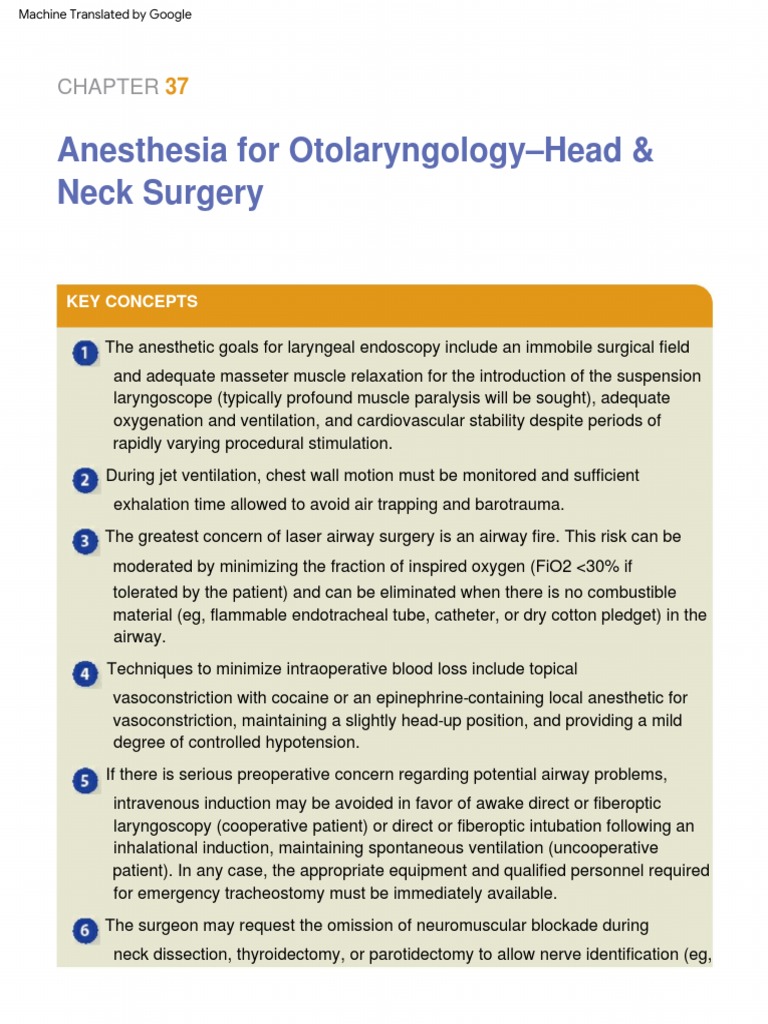 Neck Surgery Anesthesia For Otolaryngology-Head &: Key Concepts | PDF ...