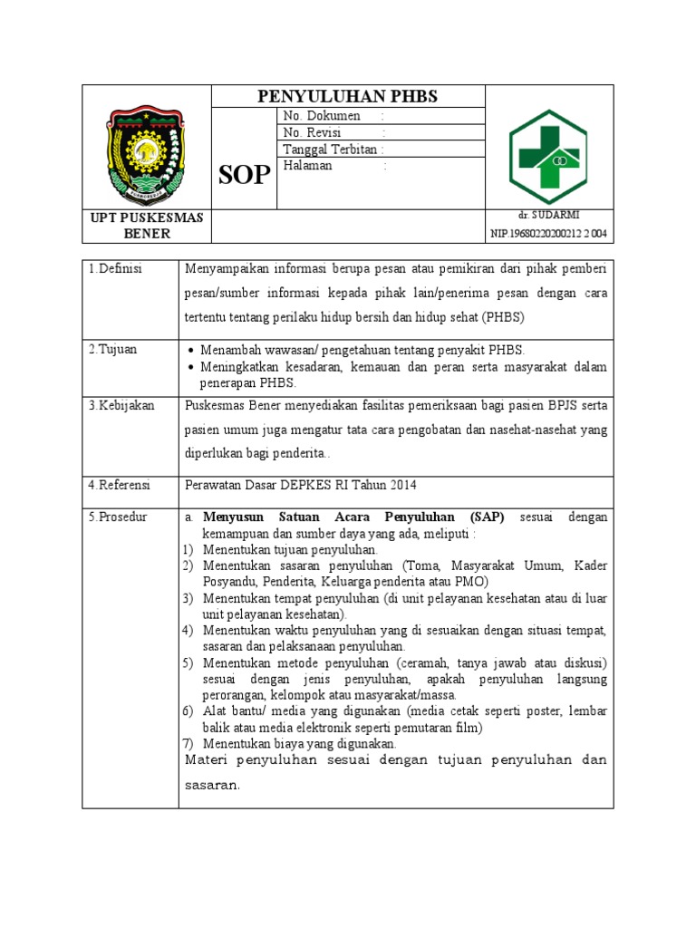 SOP Penyuluhan PHBS | PDF | Pengembangan Diri