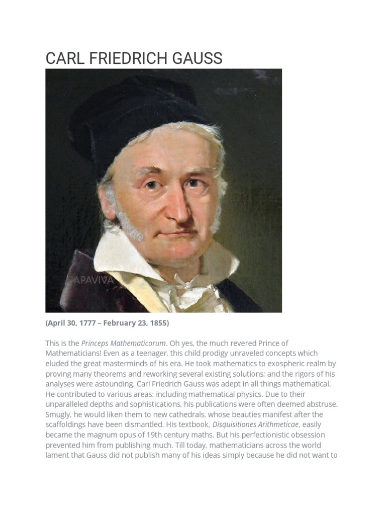 CARL FRIEDRICH GAUSS | PDF
