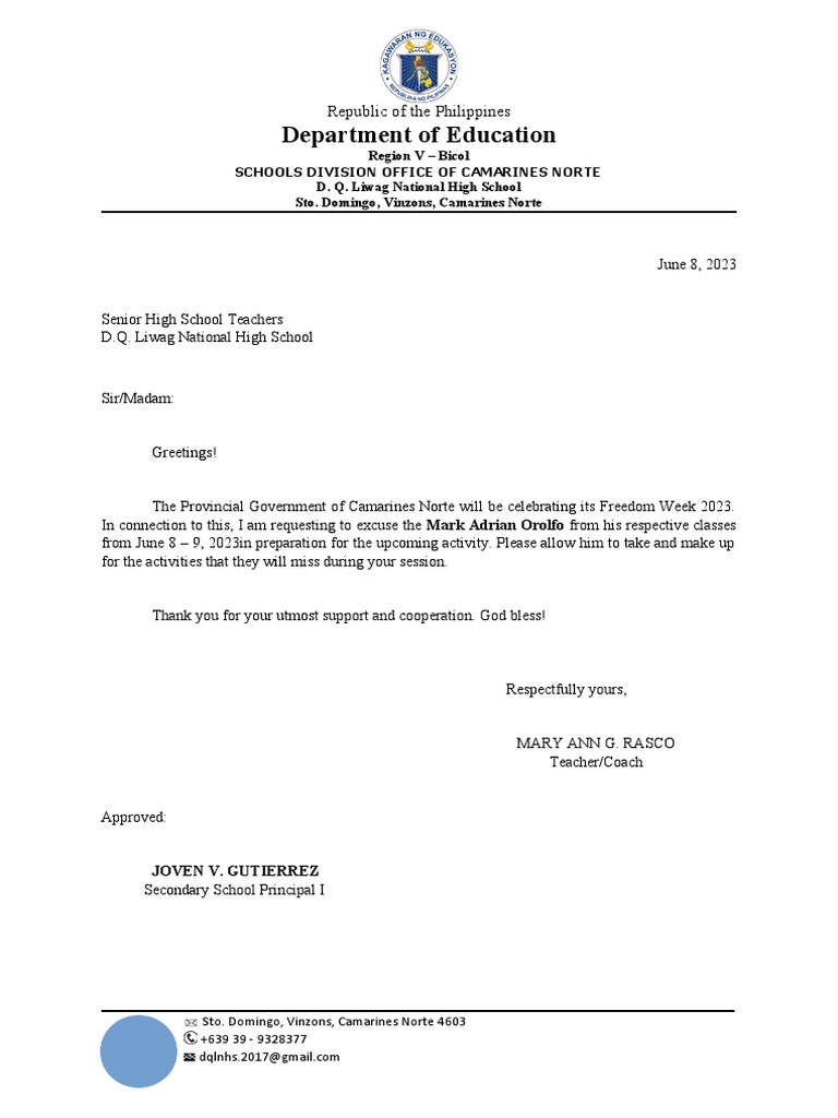 Excuse Letter Poster Making | PDF