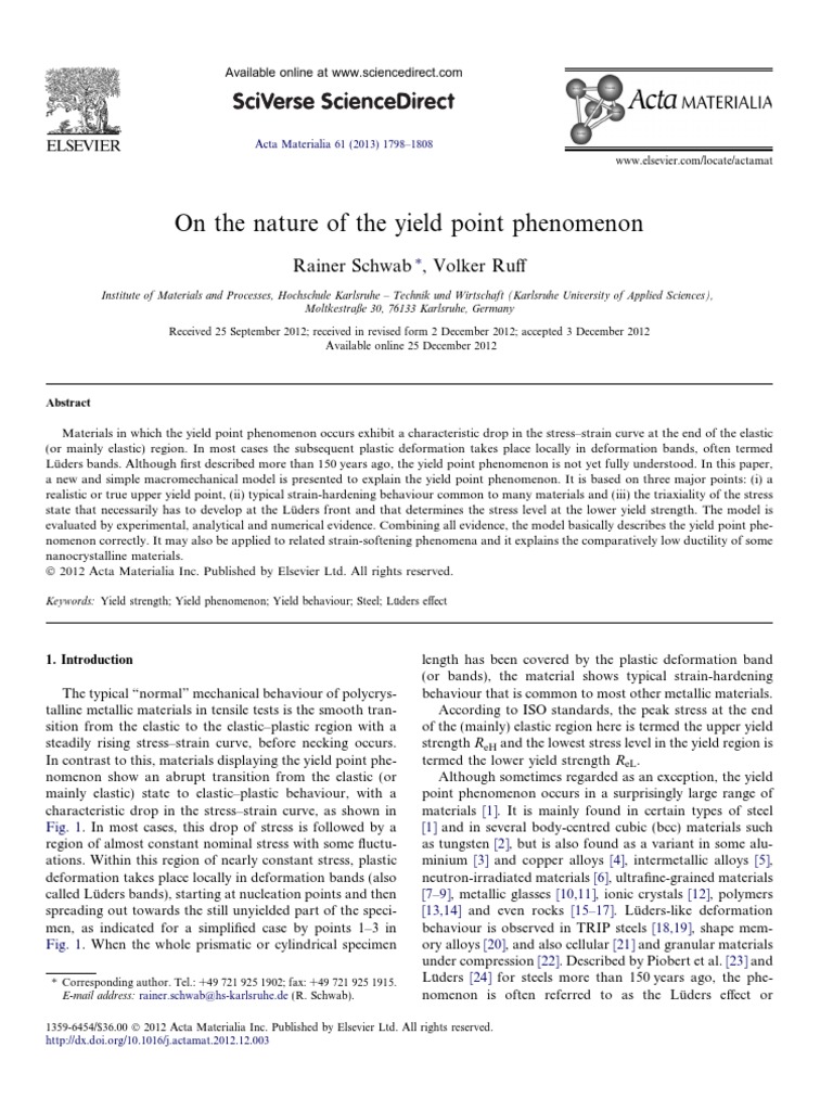 Understanding Yield Point Phenomenon | PDF | Deformation (Engineering ...