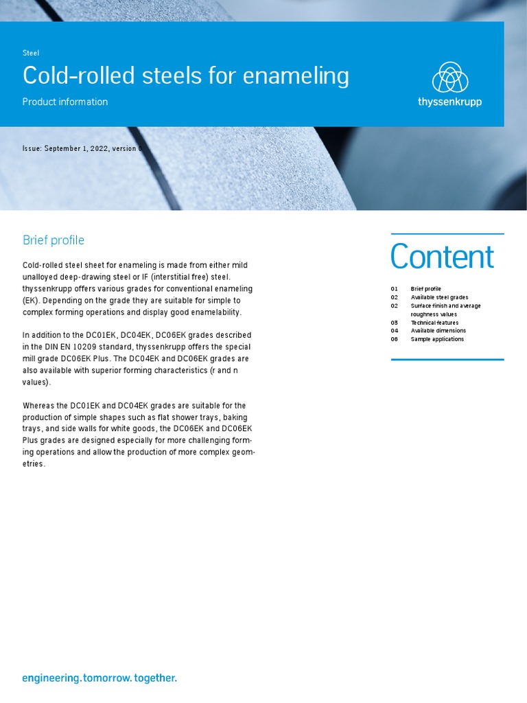 Thyssenkrupp Steels For Enameling Product Information Steel en | PDF ...